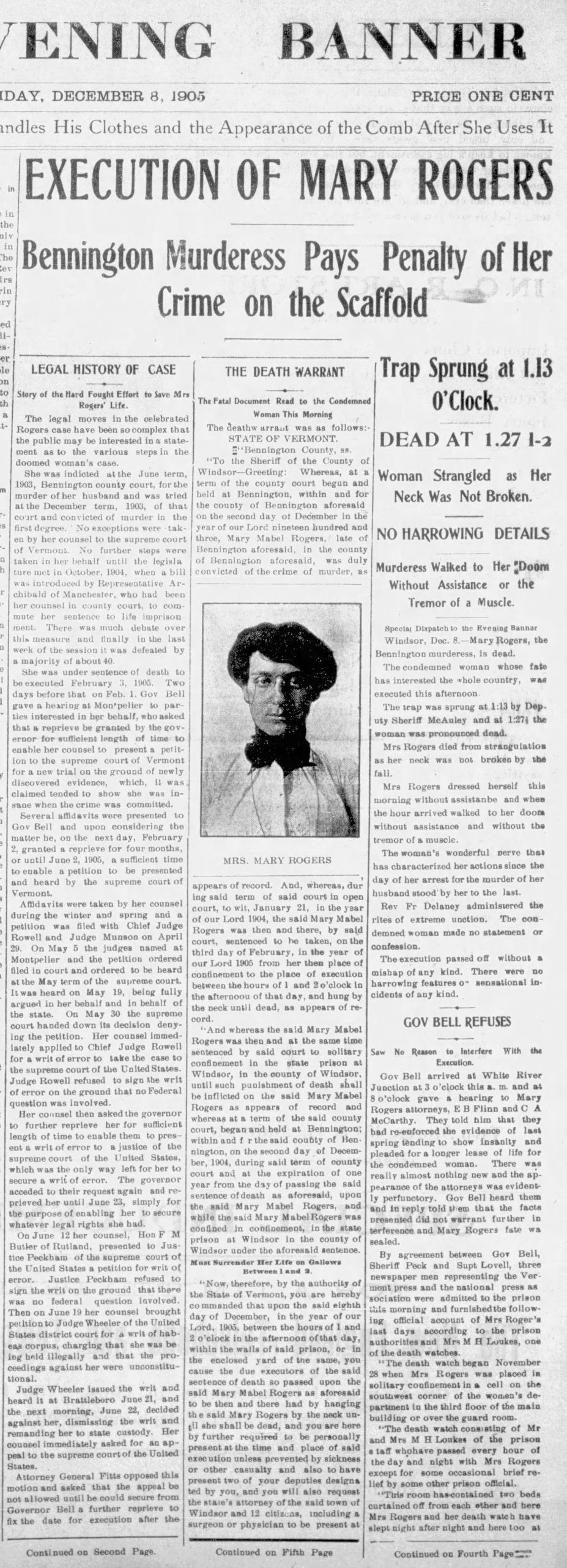 More than a century ago, the Rogers murder made national headlines